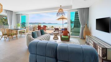 Premium One Bedroom Penthouse Ocean View | Área de estar