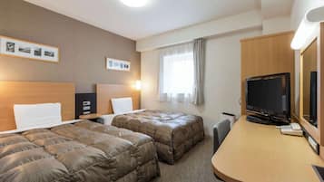 Quarto Twin Standard, 2 camas individuais, não fumadores | Roupa de alta qualidade, secretária, cortinas/cortinados opacos