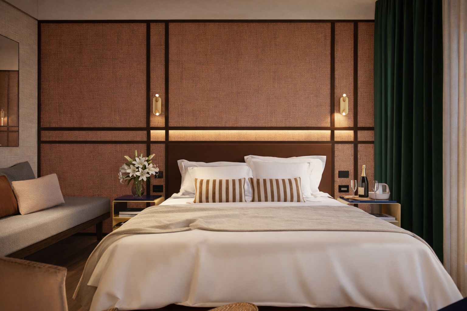 Quarto casal executivo | Roupas de cama premium, edredons de pluma, camas com colchões pillow-top