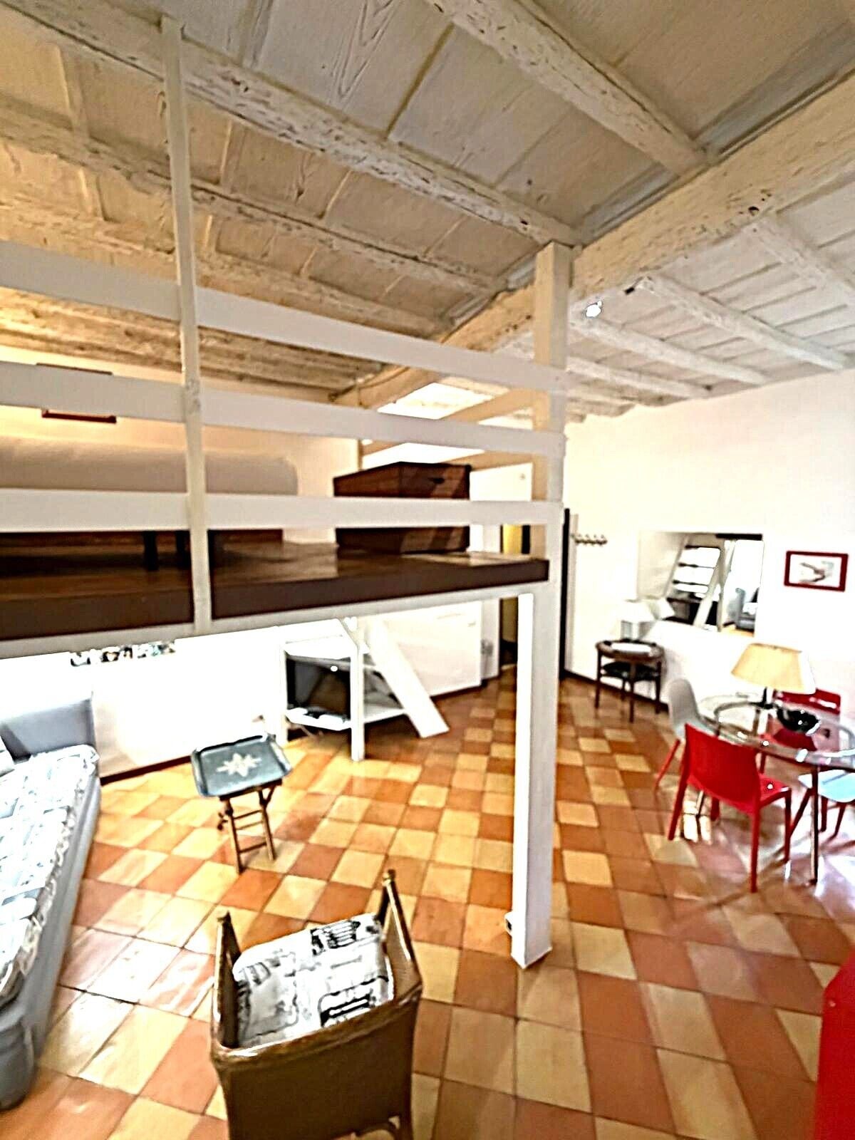 Loft | Área de estar | Smart TV 50 polegadas com canais via satélite, TV, livros