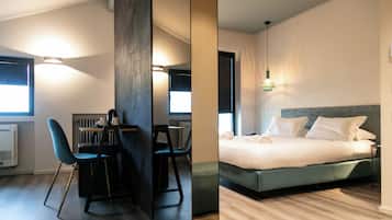 Quarto quádruplo | Frigobar, espaço de trabalho para notebook, Wi-Fi de cortesia