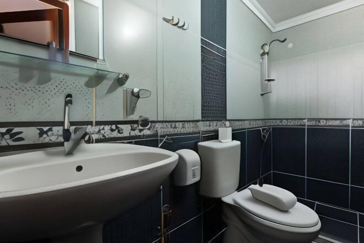 Casa de banho | Um polibã, artigos de higiene pessoal grátis, um secador de cabelo