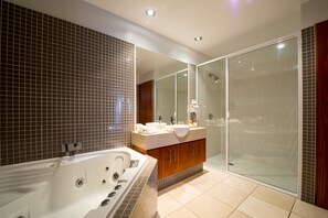 Apartamento Executivo, 1 quarto | Casa de banho | Um secador de cabelo, toalhas fornecidas 