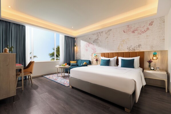 Quarto superior, 1 cama King | Roupas de cama premium, frigobar, cofres nos quartos, escrivaninha