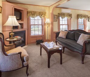 Quarto Deluxe, lareira | Roupa de alta qualidade, com decoração personalizada 