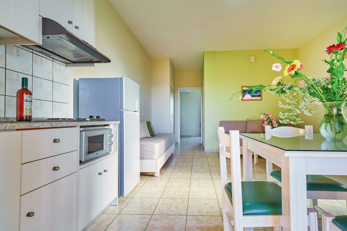 Apartamento Standard, 1 quarto | Cofre no quarto, secretária, cortinas/cortinados opacos 