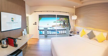 Villa Signature, 1 cama king-size, vista para o mar | Secretária, roupa de cama fornecida