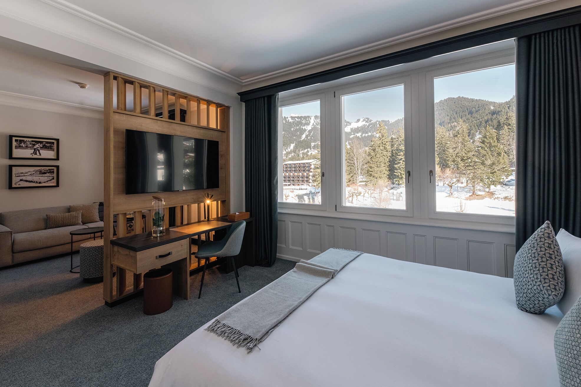 Suíte econômica, 1 cama King e sofá-cama, vista para o parque (Junior Suite) | Roupas de cama premium