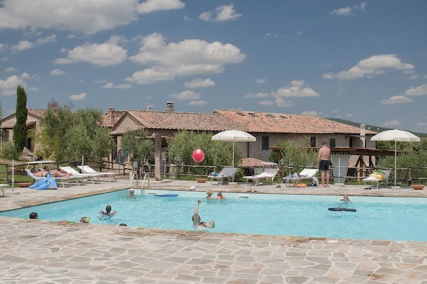 Piscina externa, funciona das 8h às 19h, espreguiçadeiras