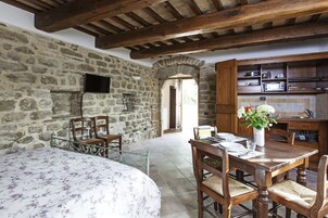 Apartamento Comfort, 1 quarto, acessível | Kitchenette privada | Um frigorífico/congelador grande, um forno, uma placa de cozinha 