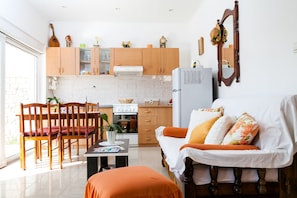 Apartamento, 1 quarto, terraço | Área de estar | TV de plasma