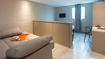 Apartamento Familiar, 1 cama de casal e sofá-cama | Roupa hipoalergénica, minibar, cofre no quarto, secretária