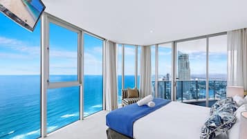 Penthouse Sénior, 3 quartos, cozinha, vista para o oceano | Vista para a praia ou o mar