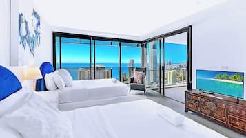 Apartamento premium, 3 quartos, cozinha, vista para o oceano (Sky Ocean View) | 1 quarto, individualmente decorados, individualmente mobiliados
