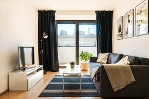 Apartamento superior | Roupas de cama antialérgicas, cortinas blackout