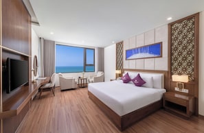 Quarto Duplo Premier, vista para o oceano (Afternoon Tea Per Stay) | Roupa de alta qualidade, edredões de penas 