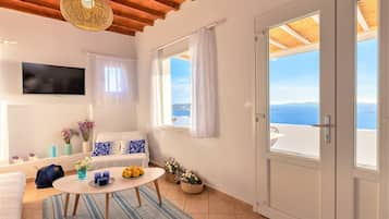 Casa Panorâmica, 2 quartos, vista para o mar | Sala de estar | Televisor, Netflix