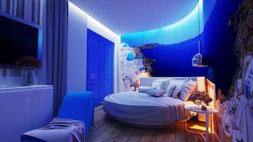 Quarto casal superluxo, sauna seca | Escrivaninha, ferros/tábuas de passar roupa, Wi-Fi de cortesia