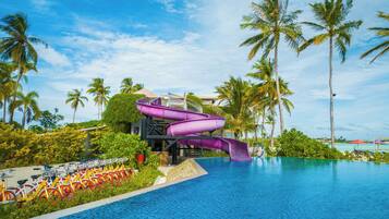 3 piscinas exteriores, toldos gratuitos, guarda-sóis