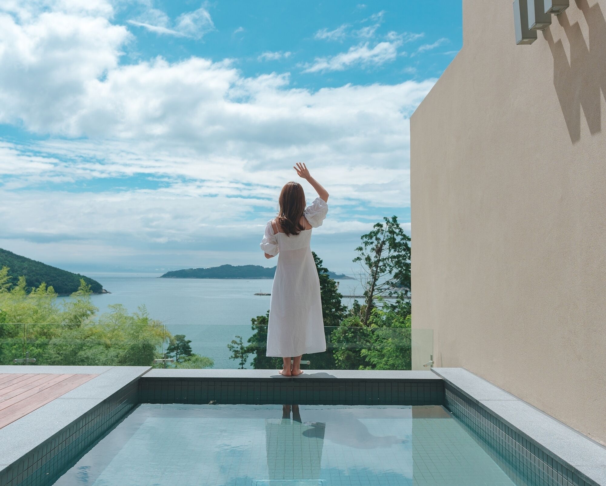 Villa Familiar, 2 quartos, piscina privativa, vista para o oceano | Secretária, cortinas/cortinados opacos, Wi-fi grátis 