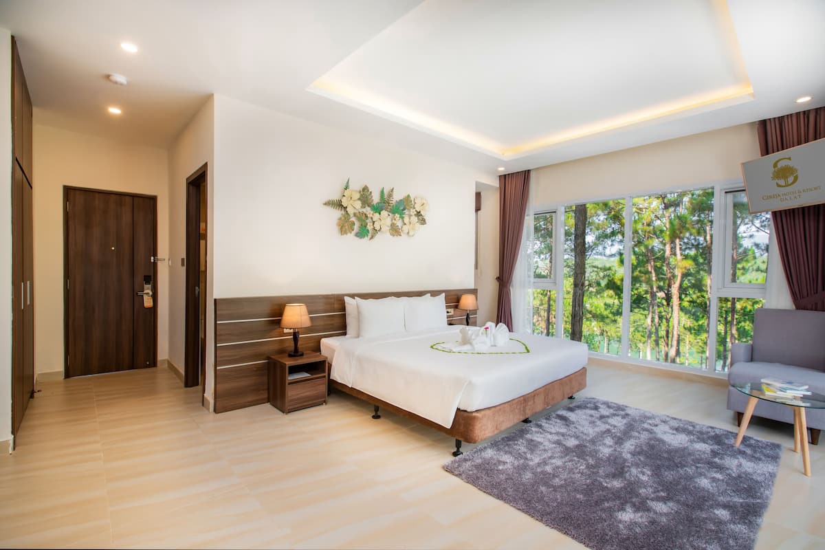 Suite Premium, vista para o lago | 1 quarto, roupa de alta qualidade, camas de colchão pillowtop, minibar