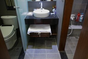 Artigos de higiene pessoal grátis, um secador de cabelo, chinelos