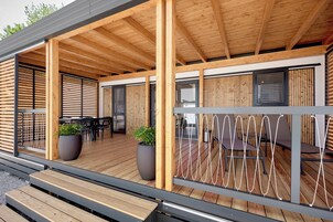 Trailer conforto, 2 quartos, para não fumantes, vista para a montanha | Terraço/pátio