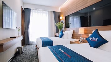 Quarto premium | Roupas de cama premium, frigobar, cofres nos quartos, escrivaninha