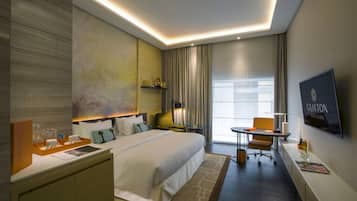 Superior King Room | Roupa de alta qualidade, camas de colchão Select Comfort, minibar