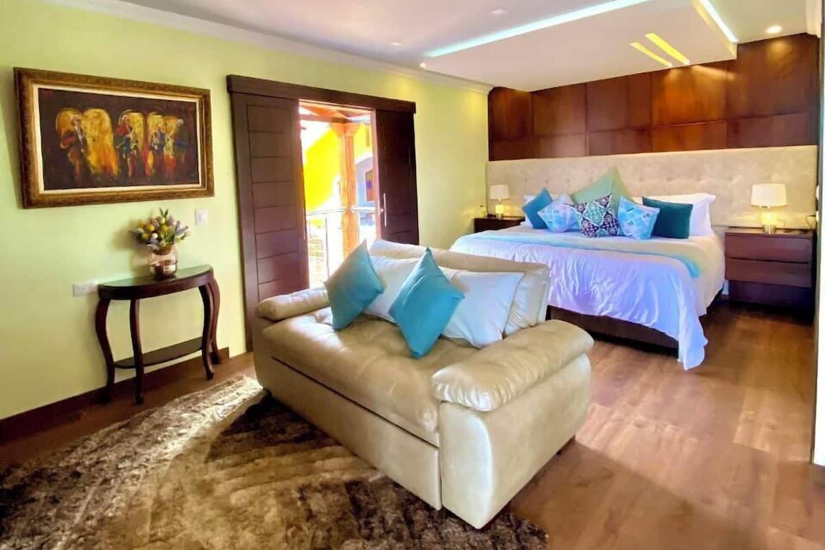 Suite-Estúdio Deluxe, 1 quarto, não fumadores, vista para a montanha | Lençóis de algodão egípcio, roupa de alta qualidade, edredões de penas 
