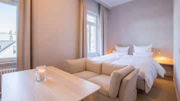 Apartamento conforto, 1 cama Queen (for 2) | Roupas de cama antialérgicas, quartos à prova de som