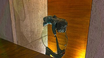 Escultura de golfinho com superfície refletora.