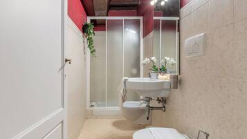 Apartamento urbano, 2 quartos | Banheiro | Chuveiro, chuveiro com efeito de chuva, secador de cabelo, bidê