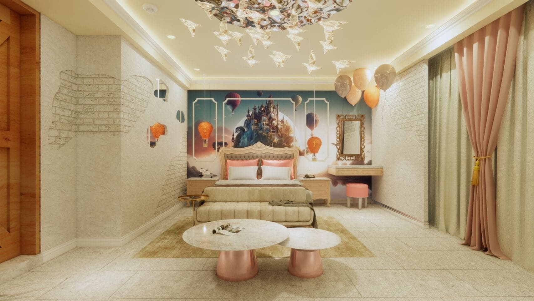 Quarto romântico, 1 cama King, para não fumantes | Roupas de cama antialérgicas, frigobar, individualmente mobiliados