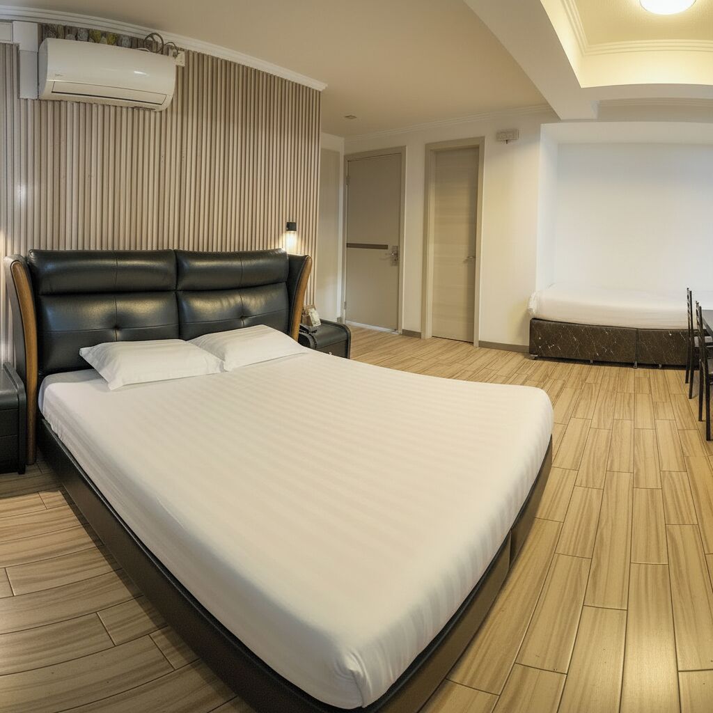 Roupa de alta qualidade, cofre no quarto, secretária 