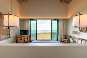 Quarto casal panorâmico, de frente para o mar | Roupas de cama premium, frigobar, cofres nos quartos