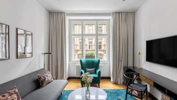 Extra Large Room with Sofa Bed | 1 quarto, roupas de cama premium, camas Select Comfort, frigobar
