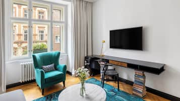 Extra Large Room with Sofa Bed | 1 quarto, roupas de cama premium, camas Select Comfort, frigobar