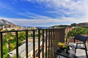 Quarto Quádruplo Familiar, várias camas, não fumadores, vista para o mar | Vista do quarto