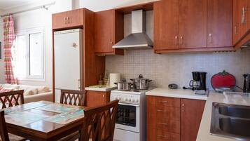 Apartamento, 4 quartos | Cozinha privada | Um frigorífico, um forno, uma placa de cozinha, uma cafeteira/bule