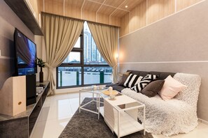 Estúdio Cidade, 1 quarto (A) | Sala | Smart TV de 40 polegadas com canais por cabo, televisor 
