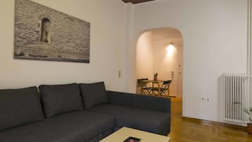Apartamento, 1 quarto | Área de estar | TV de tela plana, DVD player