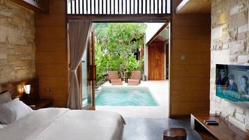 Vila luxo, 1 quarto, piscina particular | Cortinas blackout, Wi-Fi de cortesia, roupa de cama