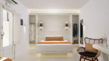Suíte estúdio luxo, 1 quarto, banheira de imersão, vista para o mar | Frigobar, cofres nos quartos, escrivaninha