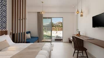 Suite Comfort, vista para a piscina | 1 quarto, lençóis de algodão egípcio, roupa de alta qualidade