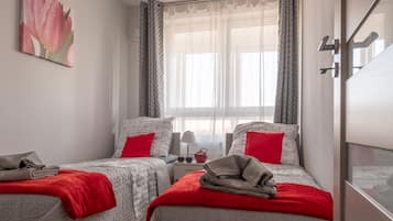 Apartamento luxo, várias camas, vista para a cidade | Roupas de cama antialérgicas, individualmente decorados