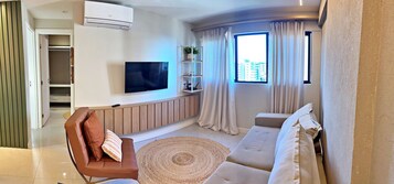 Apartamento (1007) | Sala de estar | Smart TV de 42 de polegadas com canais digitais, televisor, Netflix 