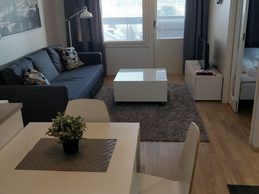 Apartamento, sauna | Sala de estar | TV de ecrã plano