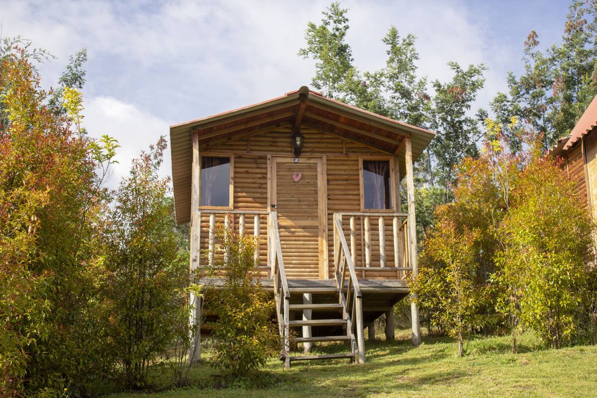 Cabana de Madeira Básica, 1 cama de casal, casa de banho privativa, vista para o lago | Roupa de cama fornecida 