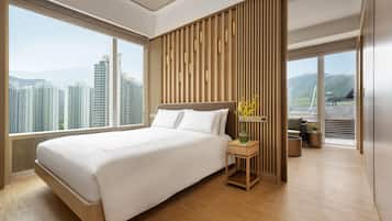 Roupa de alta qualidade, edredões de penas, minibar, cofre no quarto
